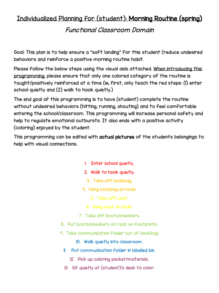 Individualized Programming Morning Routine | PDF | Communication ...