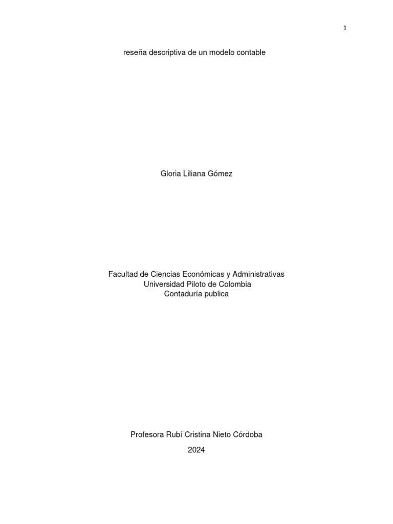 4.1reseña Descriptiva de Un Modelo Contable | PDF | Contabilidad | Dinero