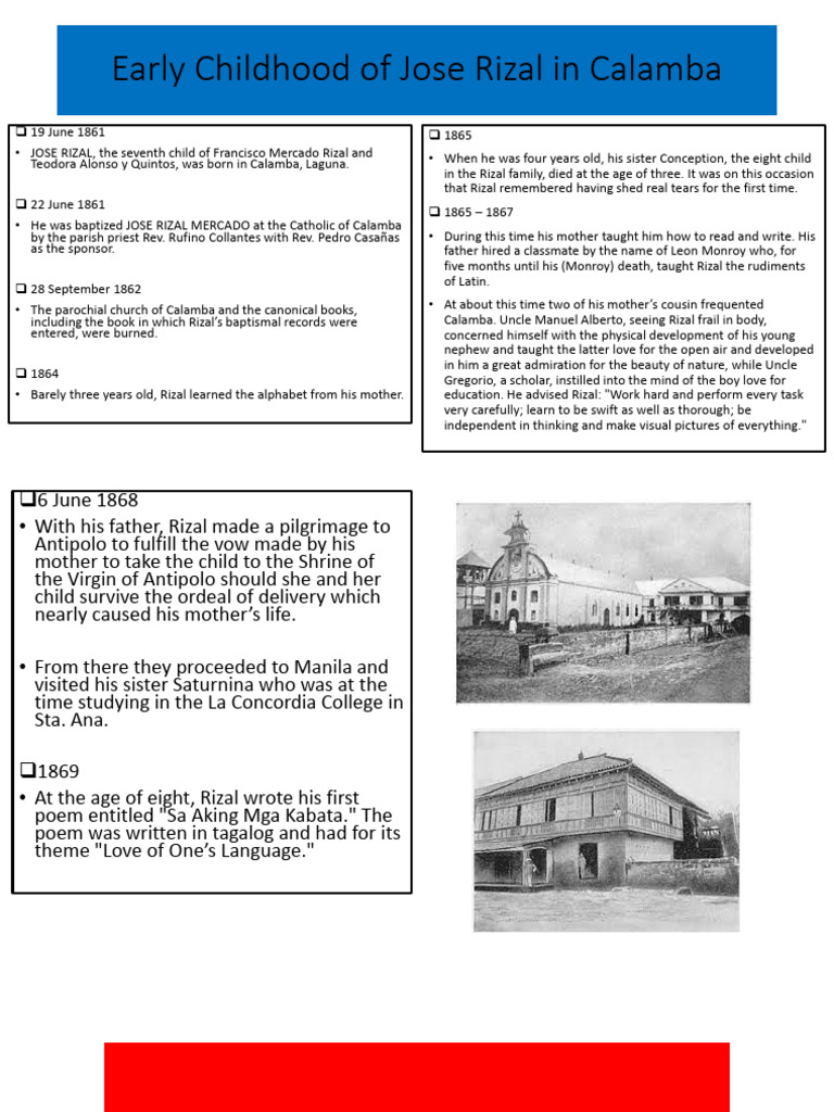 8 Jose Rizal’s Early Childhood and Education | PDF