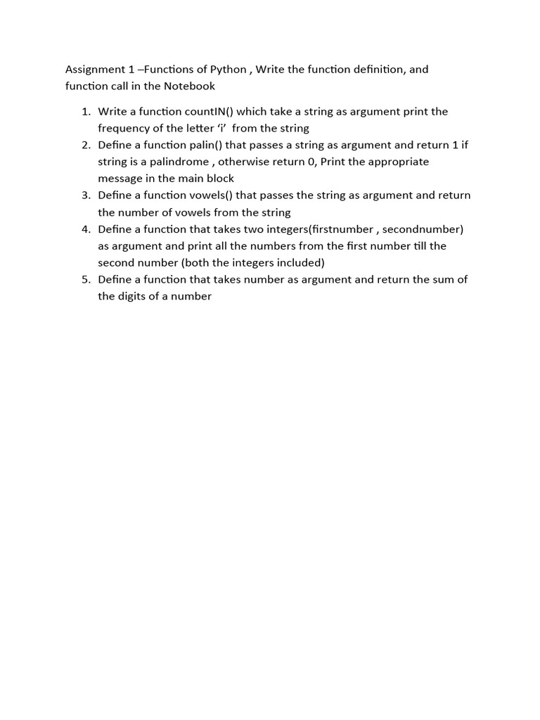 Function Assignment1 | PDF