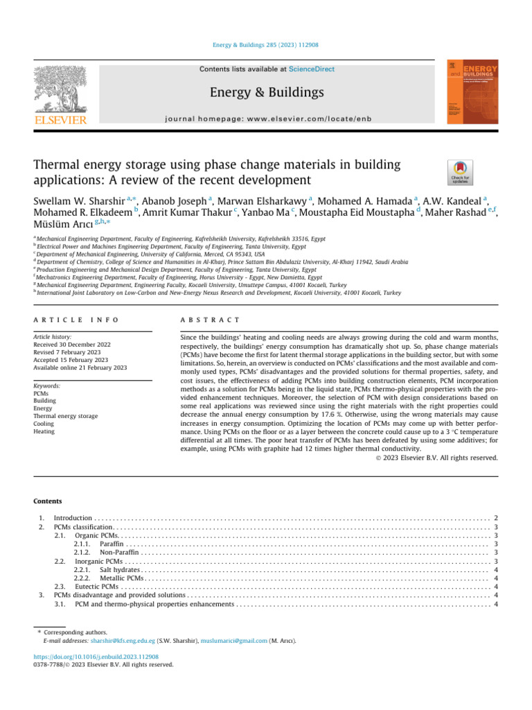 Thermal Energy Storage Using Phase Change Materials in Building | PDF | Heat Transfer | Heat