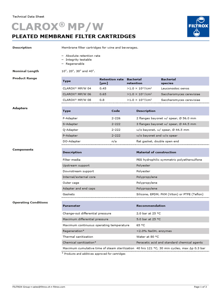 TDS Clarox-Mpw 1.0 | PDF