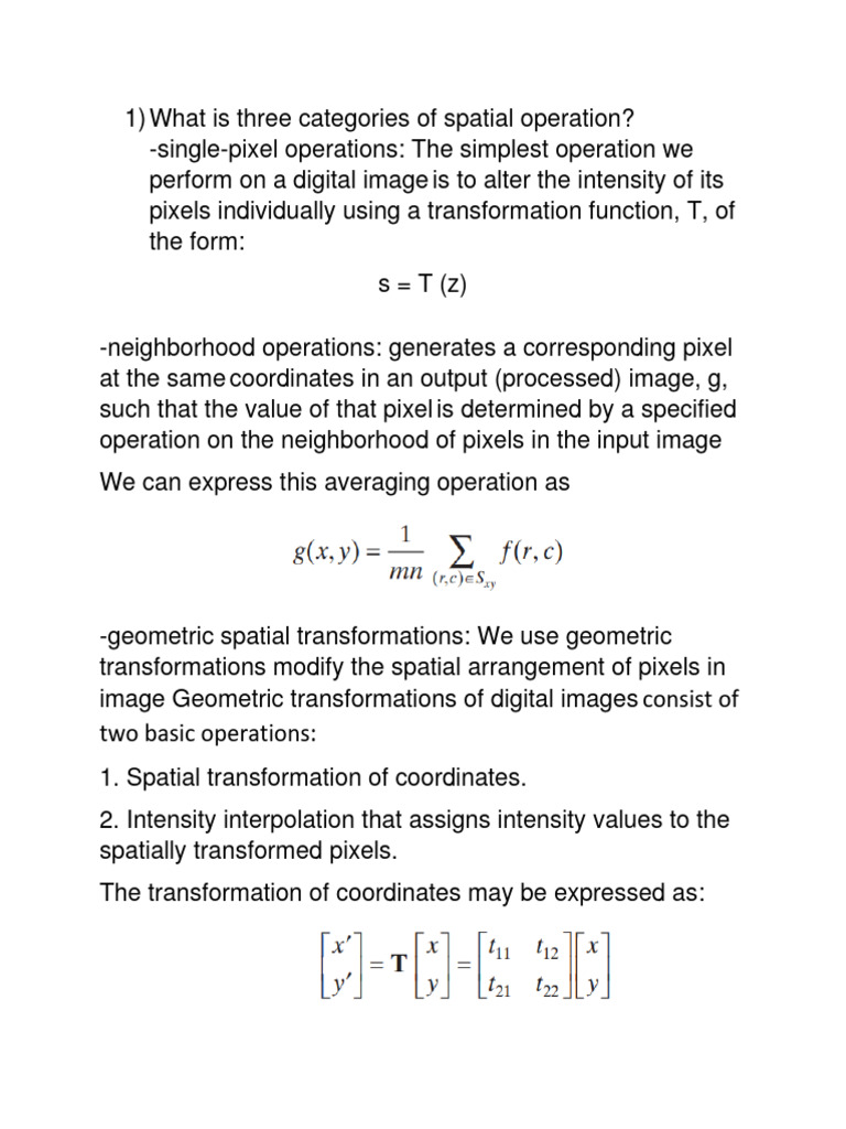What is three categories of spatial operation | PDF
