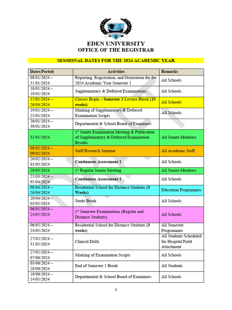 Academic Calender 2024 | PDF | Academic Term | Academia