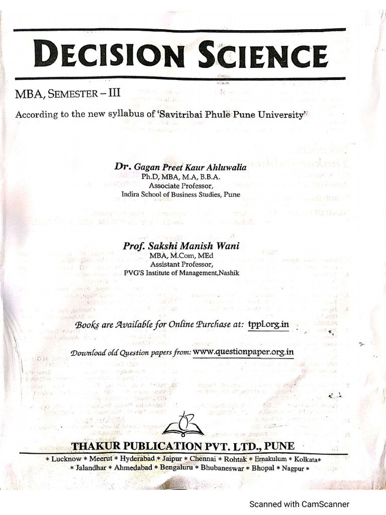 Dicision Science Sem 3 Unit 1 | PDF