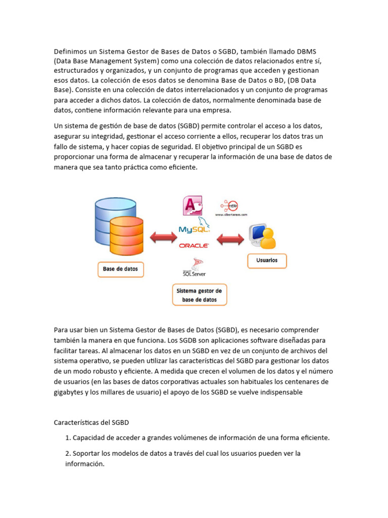 Introducción a SGBD y MySQL | PDF | Mi sql | Bases de datos
