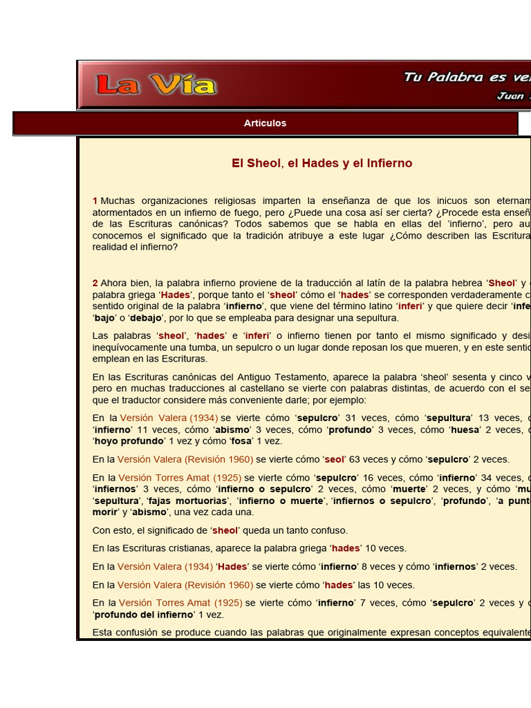 Hades vs Seol | PDF | Infierno | Creencia religiosa y doctrina