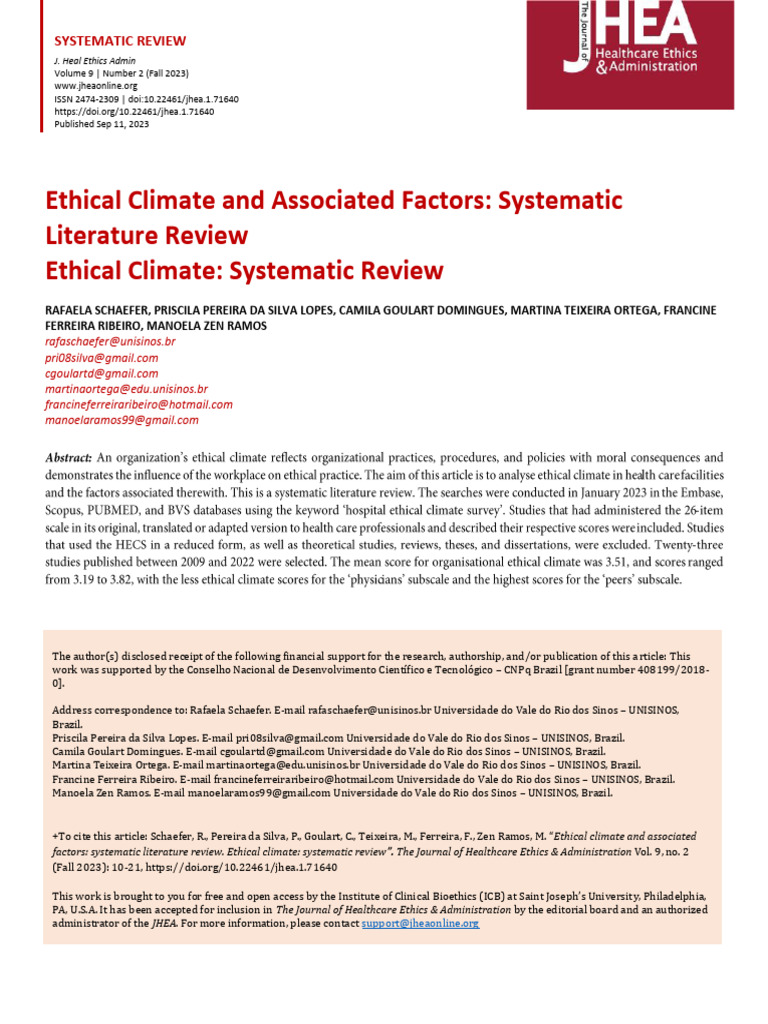 Ethical Climate 2023 | PDF | Scholarly Communication | Inquiry