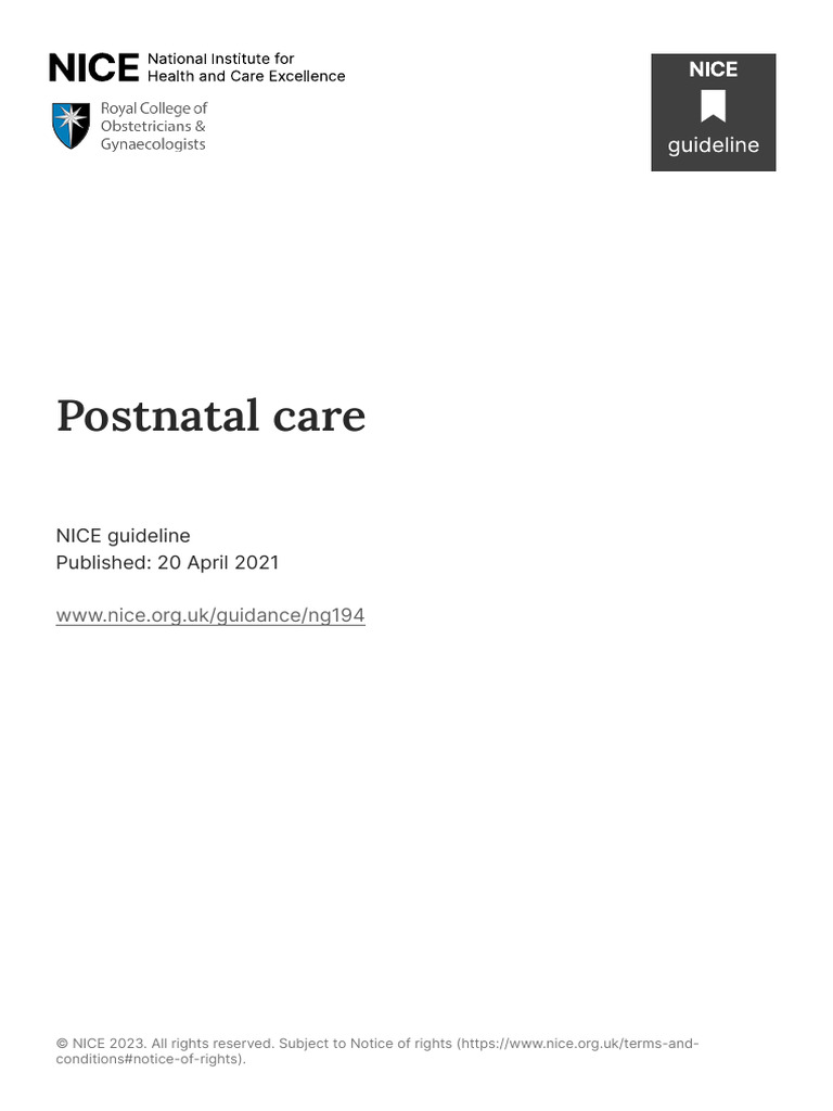 NICE Postnatal Care Guidelines (NG194) | PDF | Postpartum Period ...