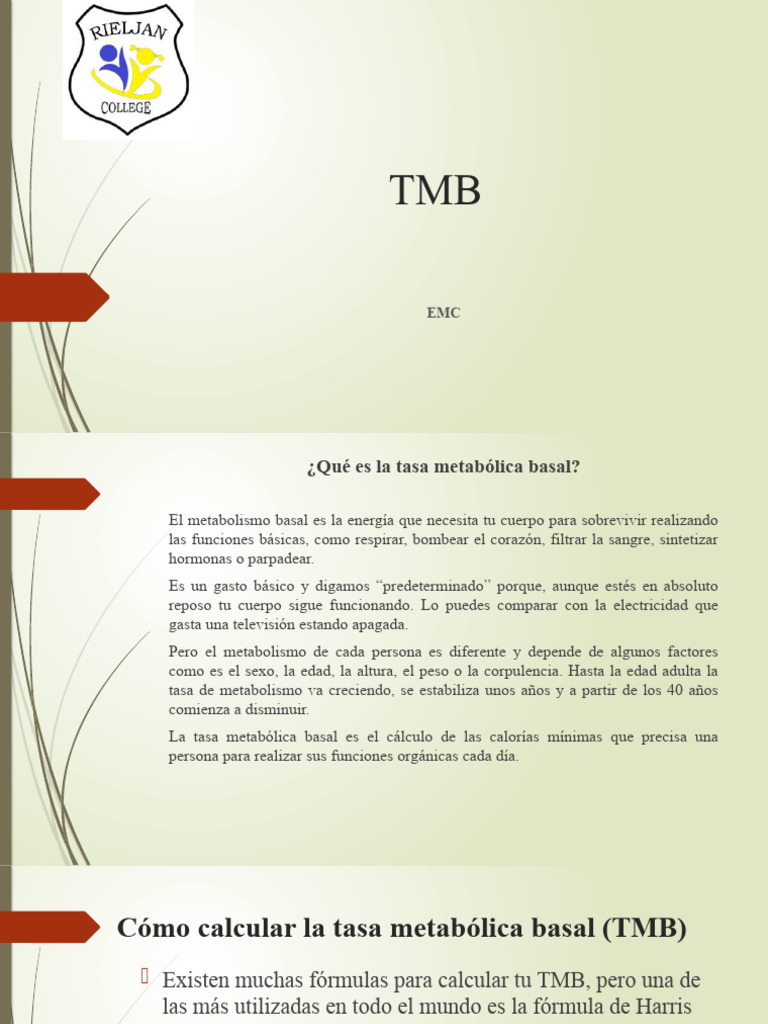 TMB | PDF | Ejercicio aerobico | Nutrición