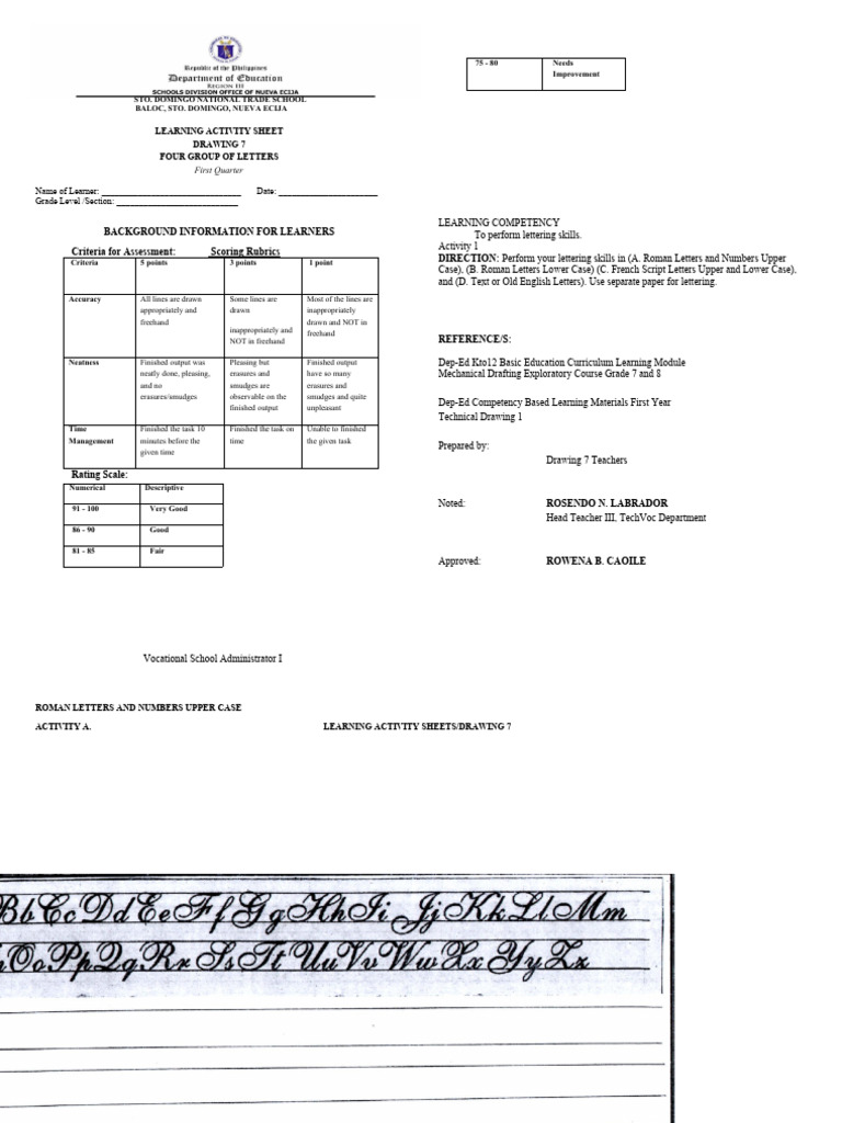 LAS DRAWING Q1 Roman Letters 1 | PDF | Learning