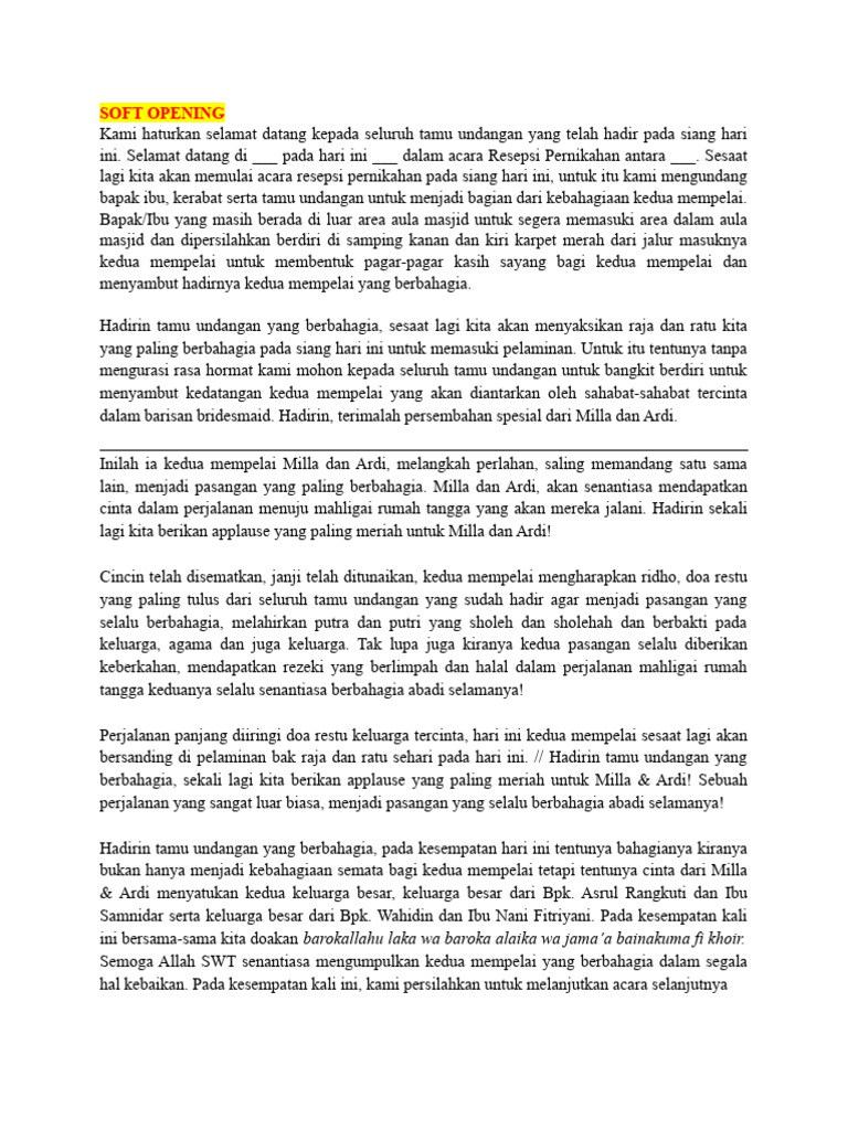 Teks Resepsi Pernikahan | PDF