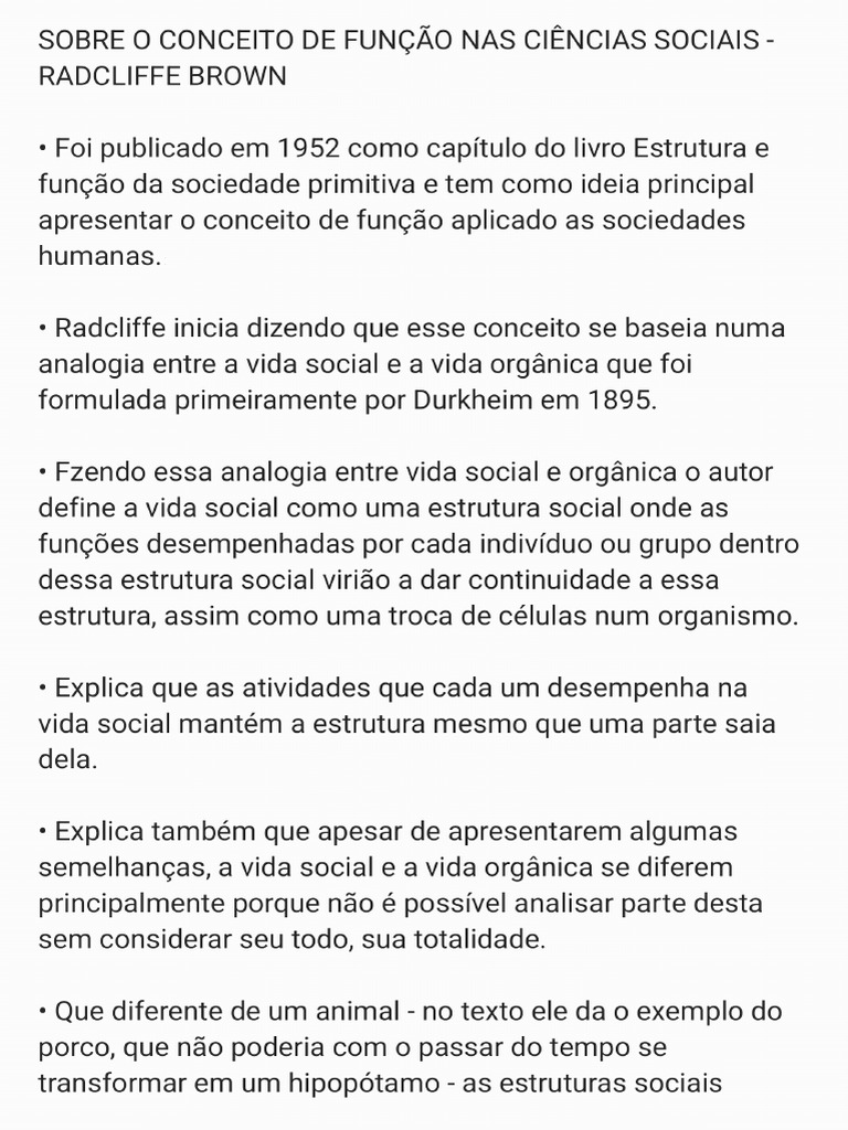 Resumo Radcliffe Brown | PDF