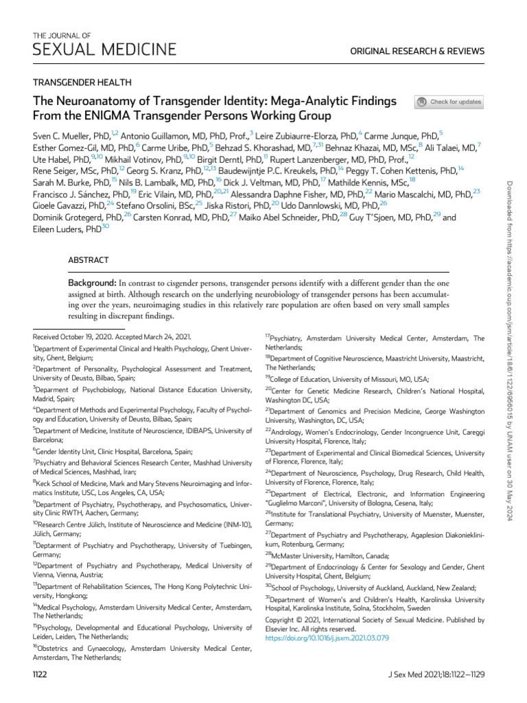 Neuroanatomy of Transgender | PDF | Transgender | LGBTQIA+ Studies