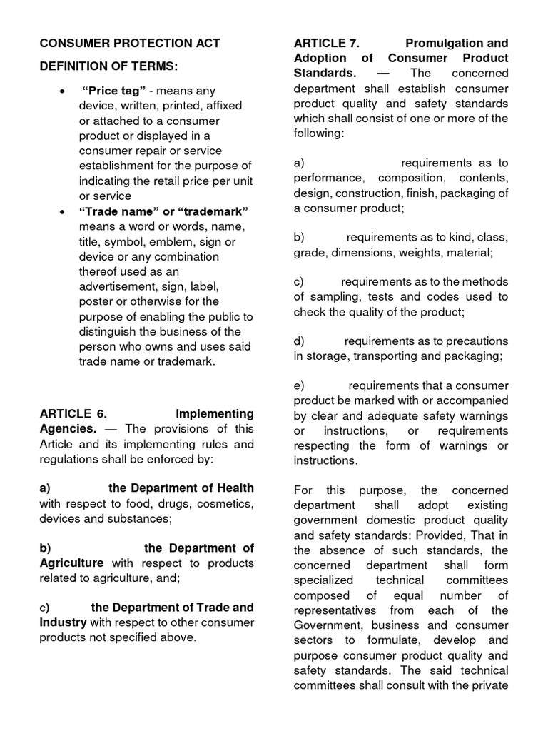 Consumer Protection Act | PDF | Safety | Sales