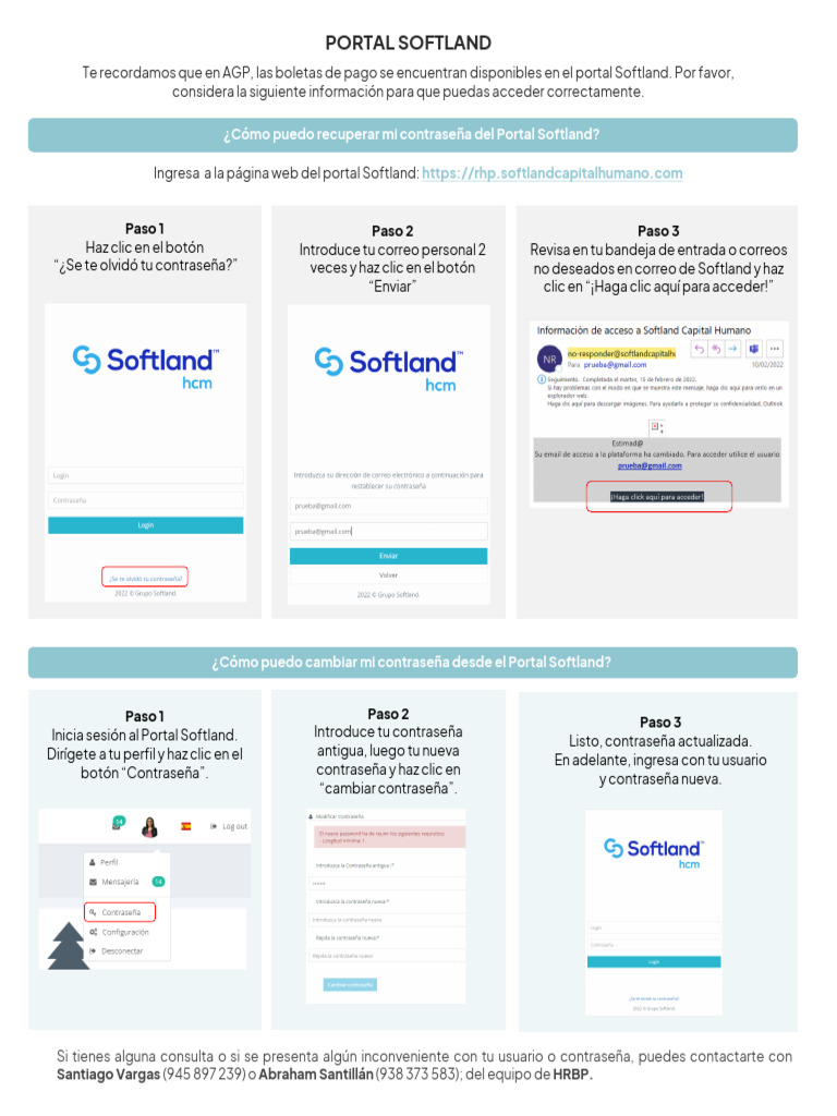 Softland - Instructivo para Cambio de Contraseña-1 | PDF