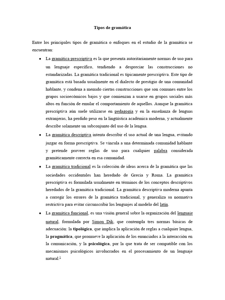 Tipos de gramática | PDF | Gramática | Comunicación humana