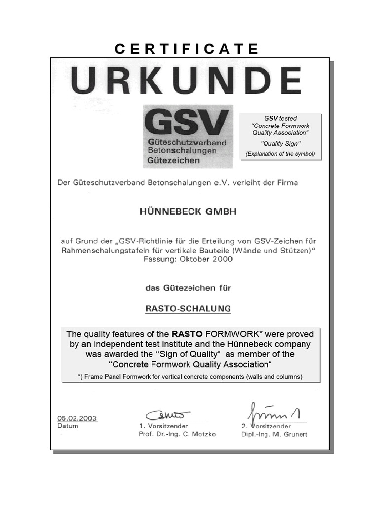 Certificado Rasto Takko Manto | PDF | Concrete | Building Materials