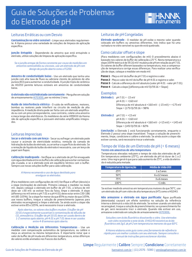 Calibração e Cuidados com Eletrodos pH | PDF | Ph | Eletrodo