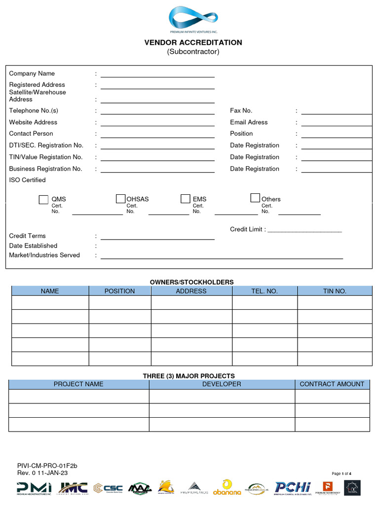 Vendor Accreditation Form Template | PDF | Insurance | Legal Liability