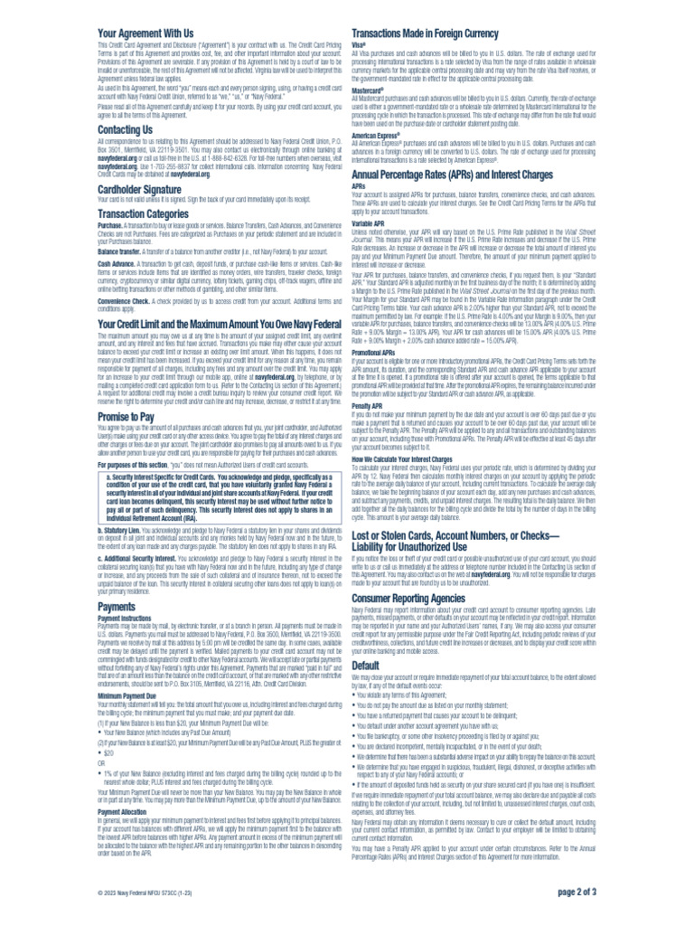 Nfcu Agreements | PDF | Credit Card | Annual Percentage Rate