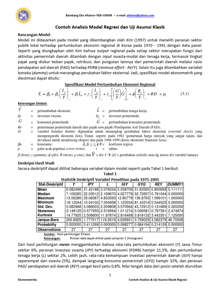05-Contoh Analisis Model Singkat BEA1 | PDF