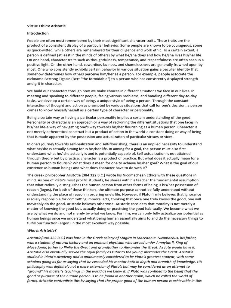 Virtue Ethics Pdf Virtue Reason