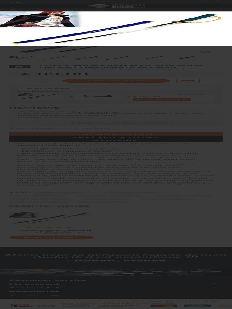 One Piece - Sword of Shanks - Gryphon | PDF | Sword | Blade Weapons