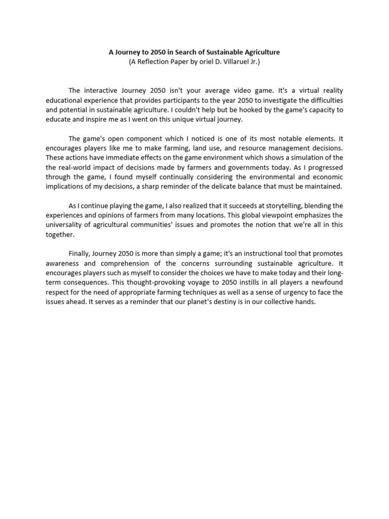 A Journey To 2050 in Search of Sustainable Agriculture | PDF ...