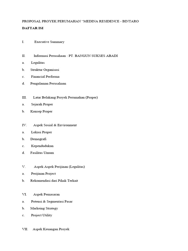 Proposal Proyek Perumahan | PDF | Bisnis | Pengelolaan Keuangan & Uang