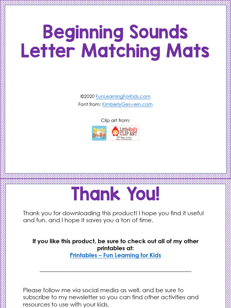 Beginning Sounds Alphabet Matching Mats | PDF | Internet | Computing
