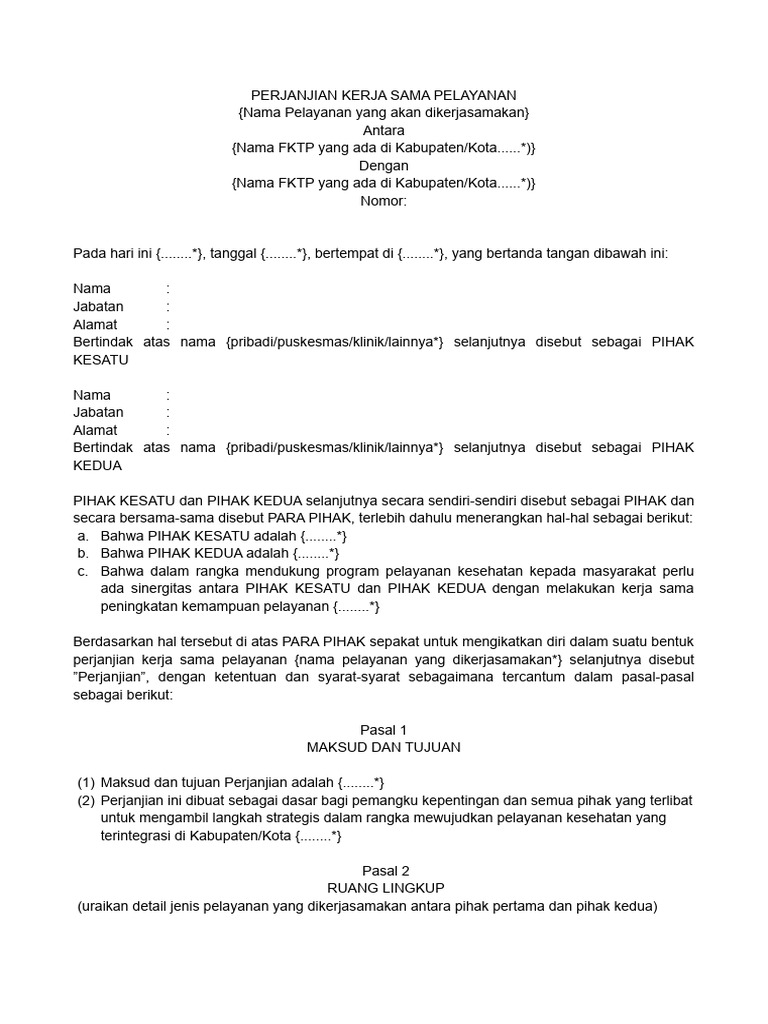 V1 - Contoh Format PKS Lampiran Kepdirjen 8461-2023 | PDF | Pengelolaan ...