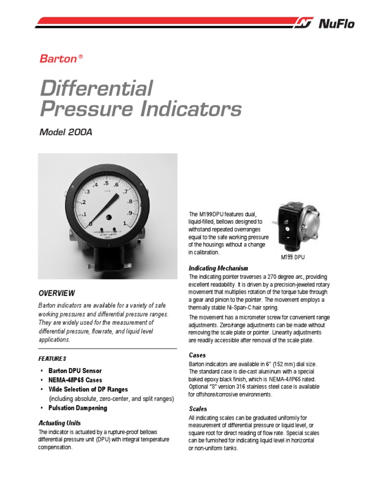 Barton DP Gauge | PDF | Pressure Measurement | Weighing Scale