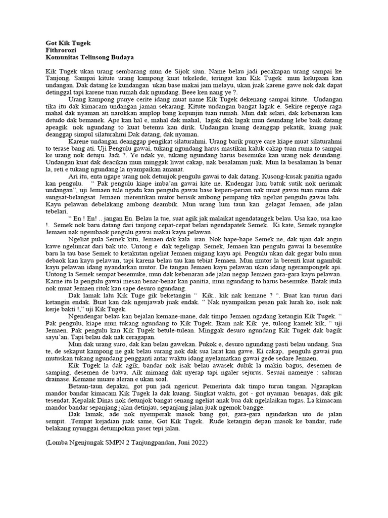 Got Kik Tugek (Versi Lomba 2022) | PDF
