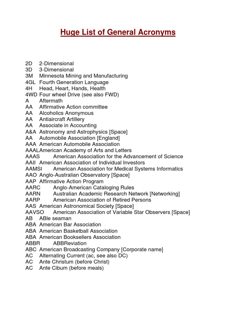Huge List of General Acronyms 86 Pages | Download Free PDF | Darpa ...