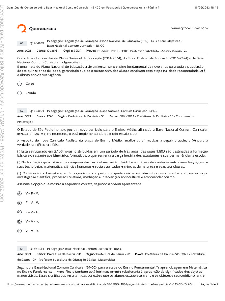 BNCC | PDF | Teaching Methods & Materials