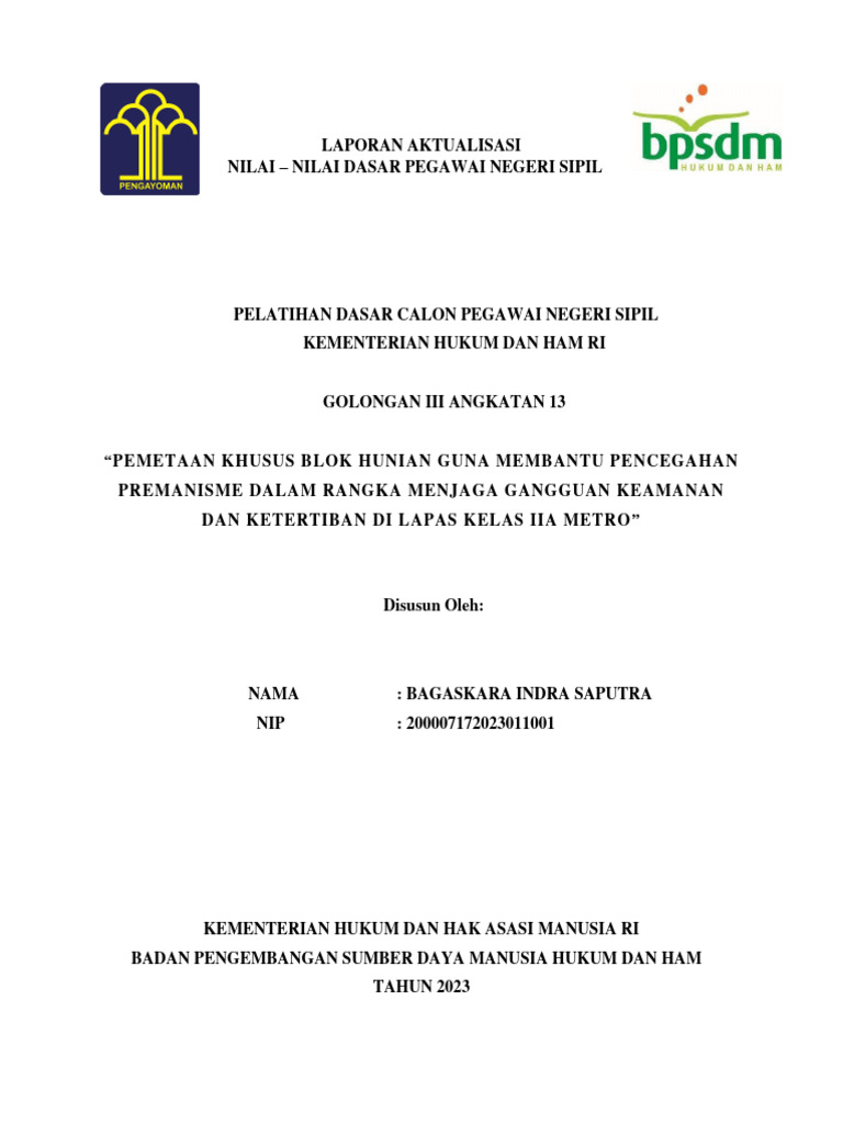 Bagaskara Indra Saputra - Laporan Aktualisasi Fix | PDF | Ilmu Sosial