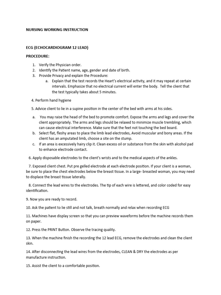 Nursing Instruction_ECG, TST,AUDI,ToNO | Download Free PDF ...