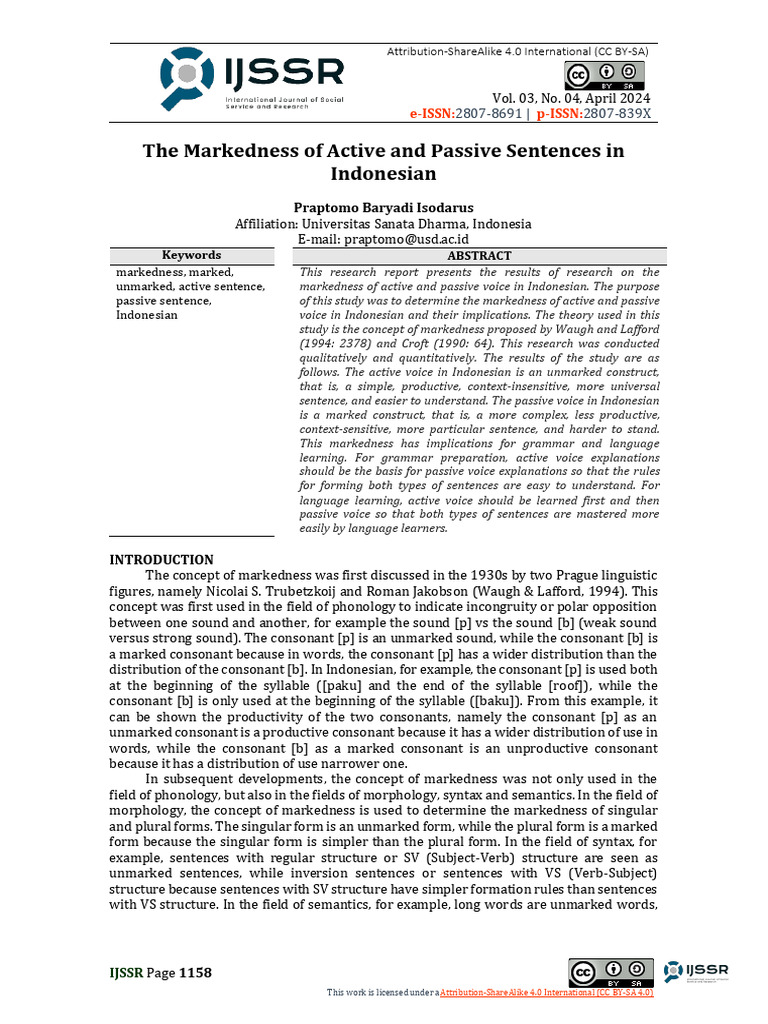 The Markedness of Active and Passive Sentences in | PDF | Verb ...