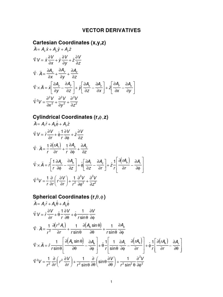 Electromagnetics Equation List | PDF | Coordinate System | Euclidean Geometry