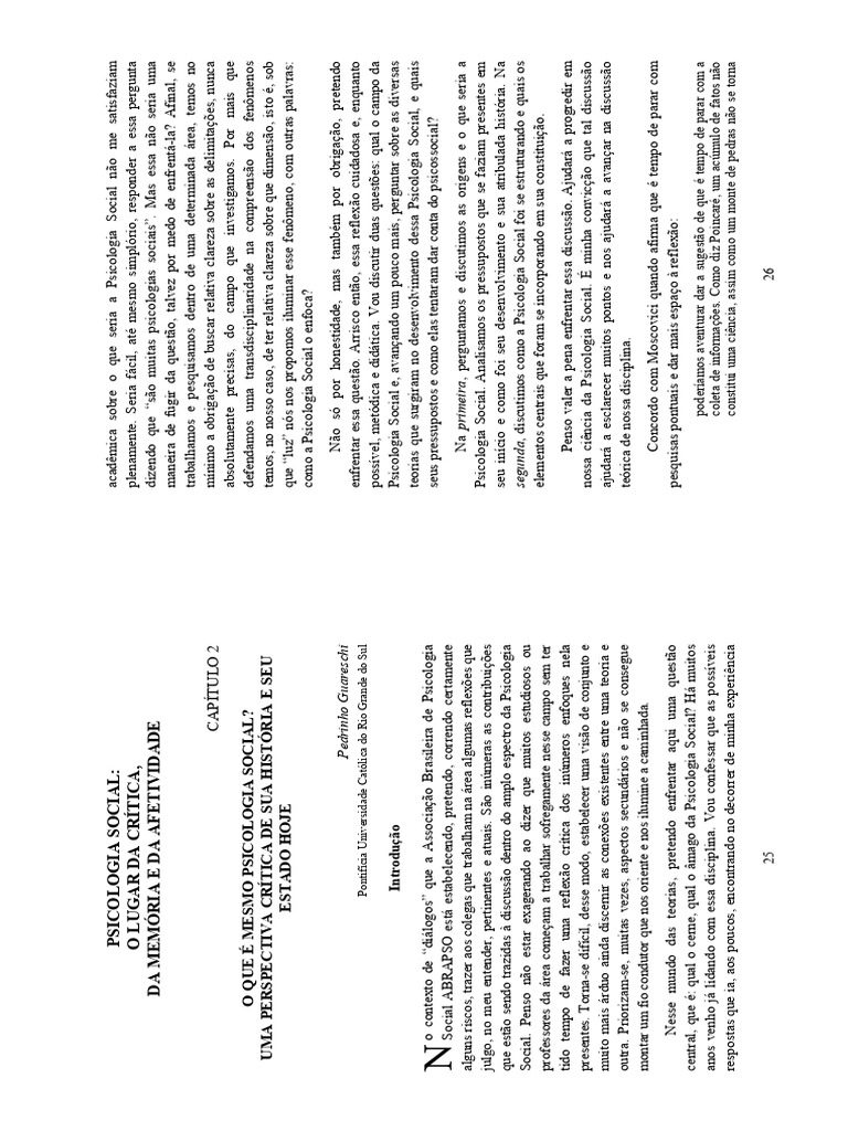 Un 1 - Texto Complementar Ed 1 - o Que É Mesmo Psicologia Social - Uma Perspectiva Crítica de ...