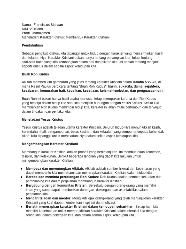 Mengembangkan Karakter Kristiani | PDF | Agama & Spiritualitas