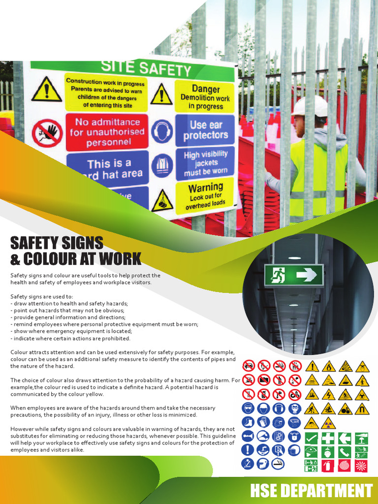 Safety Sign & Color at Work | PDF | Dangerous Goods | Hazards