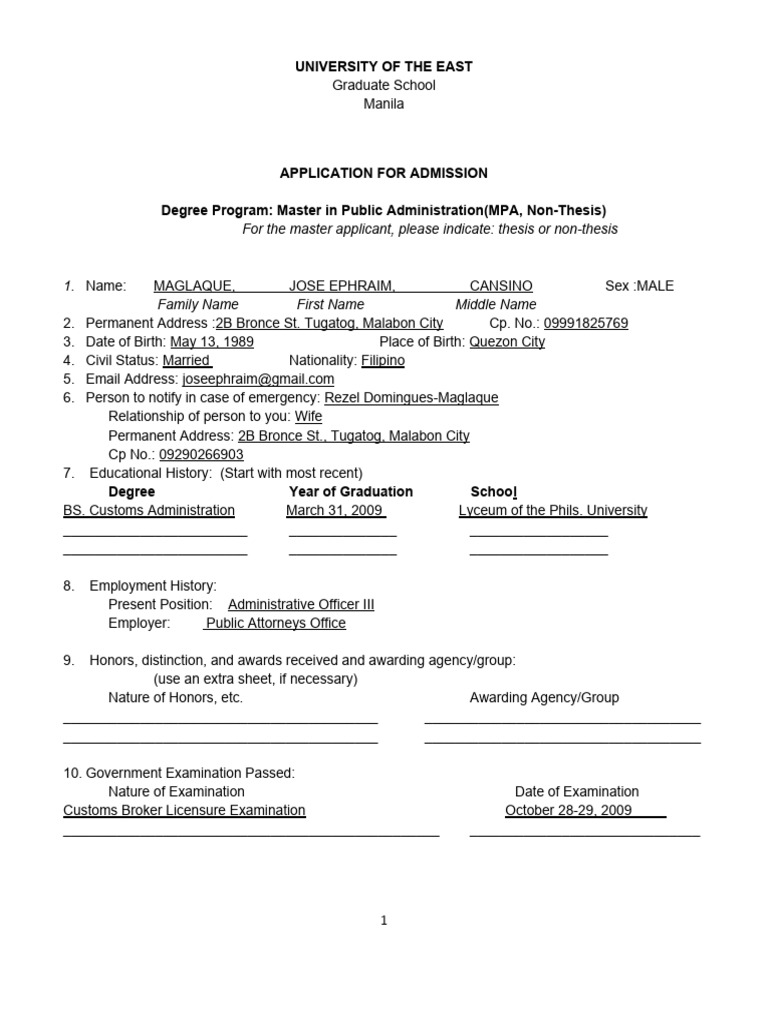 4 Application For Admission Form | PDF | Career & Growth | Business