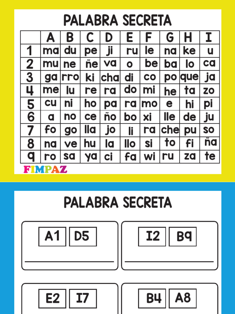 Encuentra La Palabra Secreta Juegos de Lectoescritura para Imprimir | PDF
