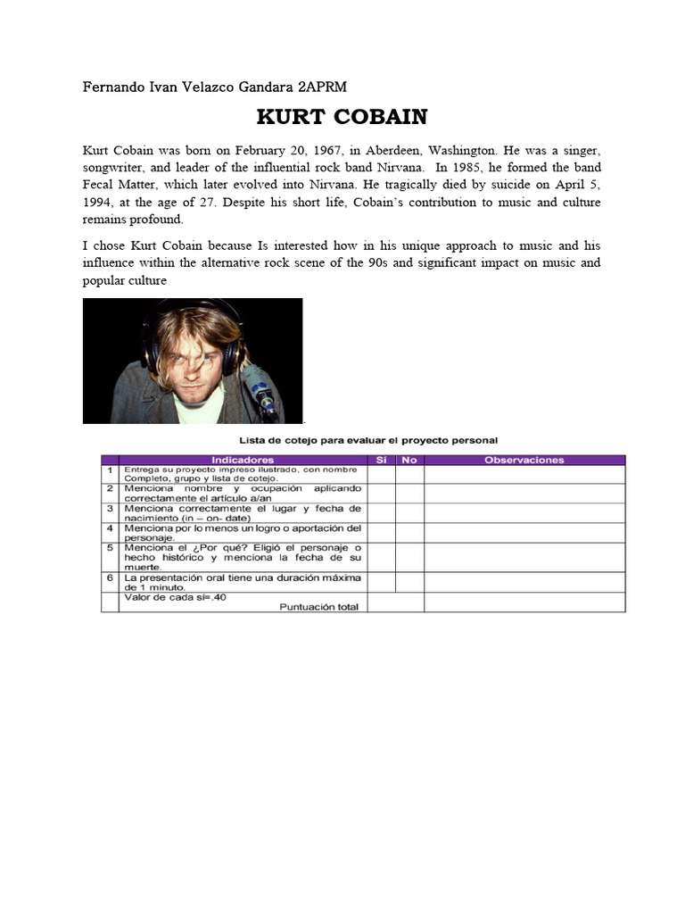 Kurt Cobain: Impact on 90s Rock Culture | PDF | Art | History