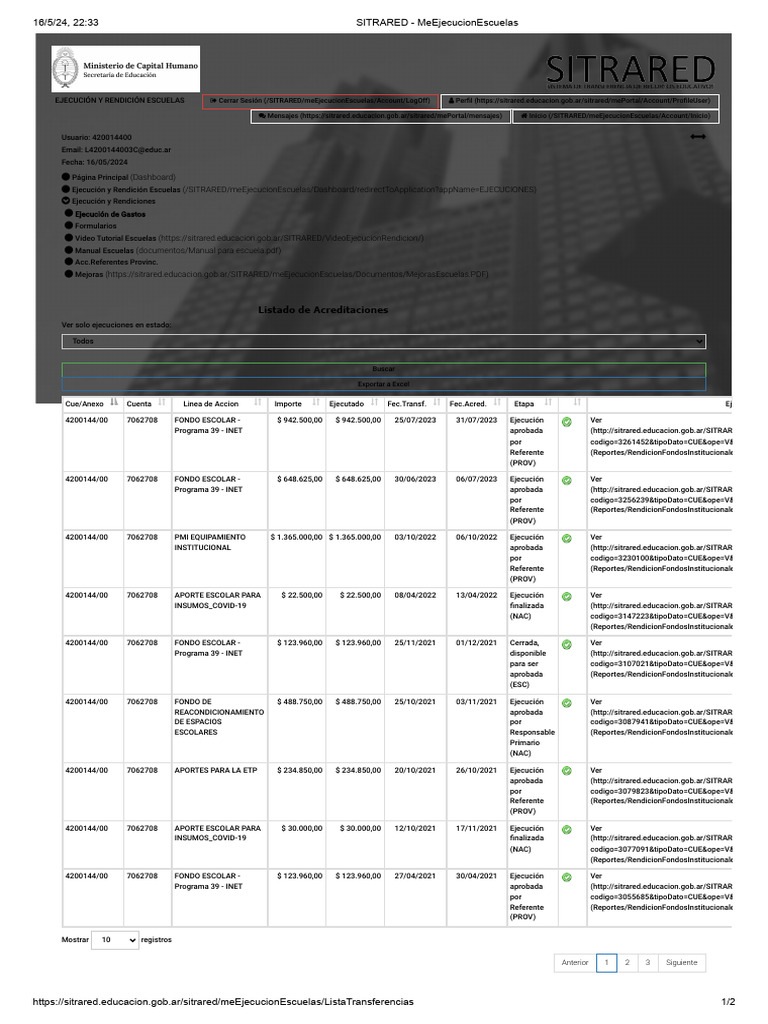 SITRARED - MeEjecucionEscuelas | PDF | Software