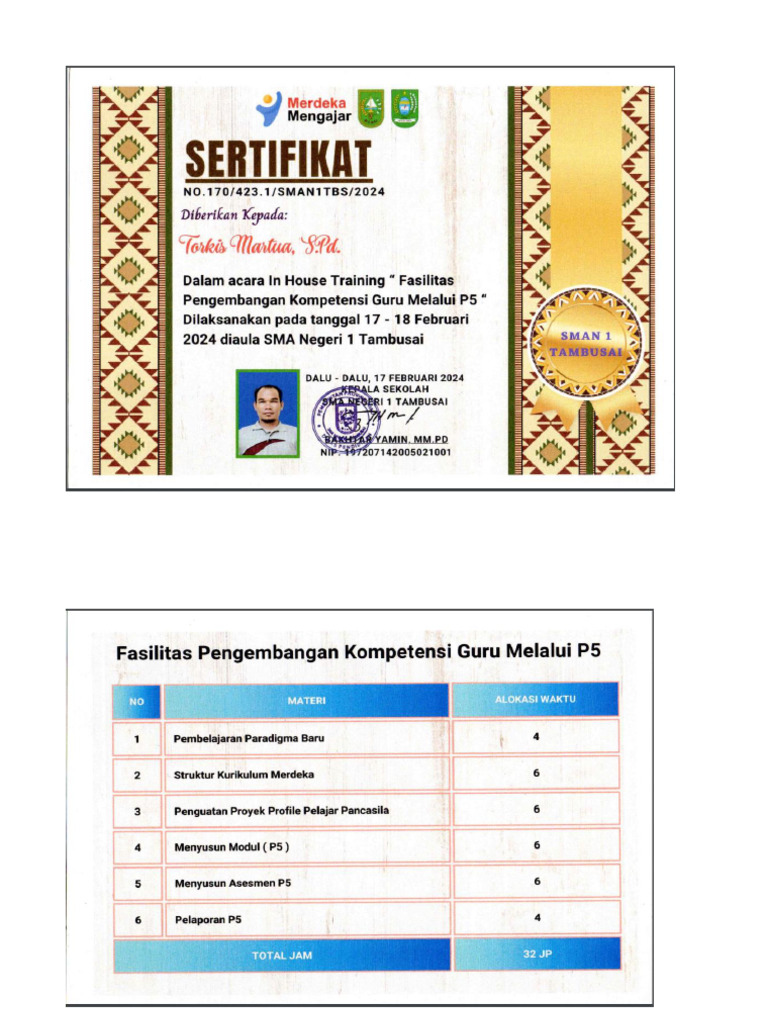 Sertifi IHT, Kompetensi Guru Melalui P5 @ | PDF