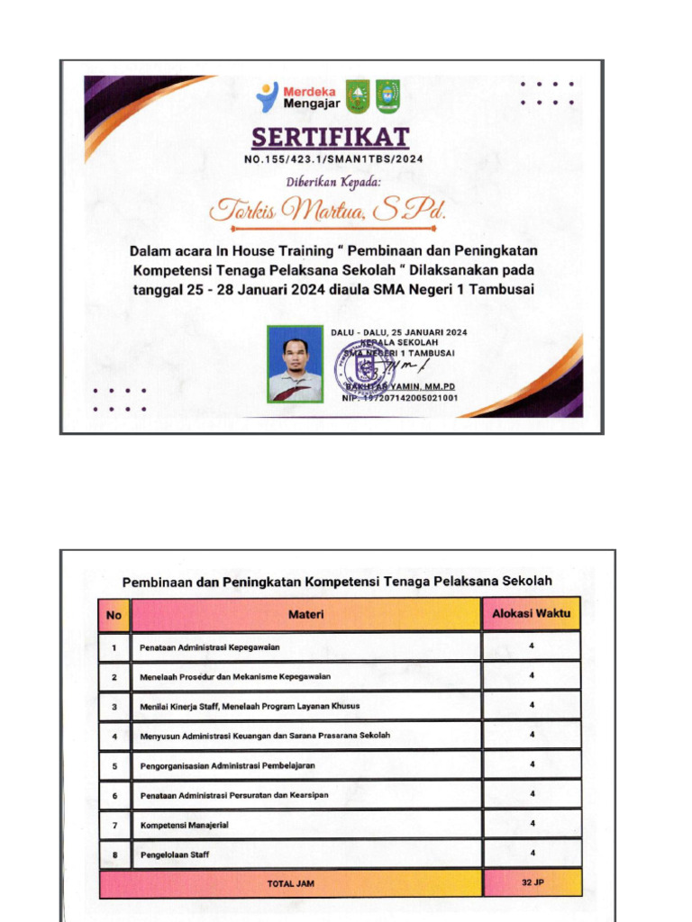 Sert, IHT Pembina Dan Peningkatan Kom Tenaga Pelak Seko | PDF