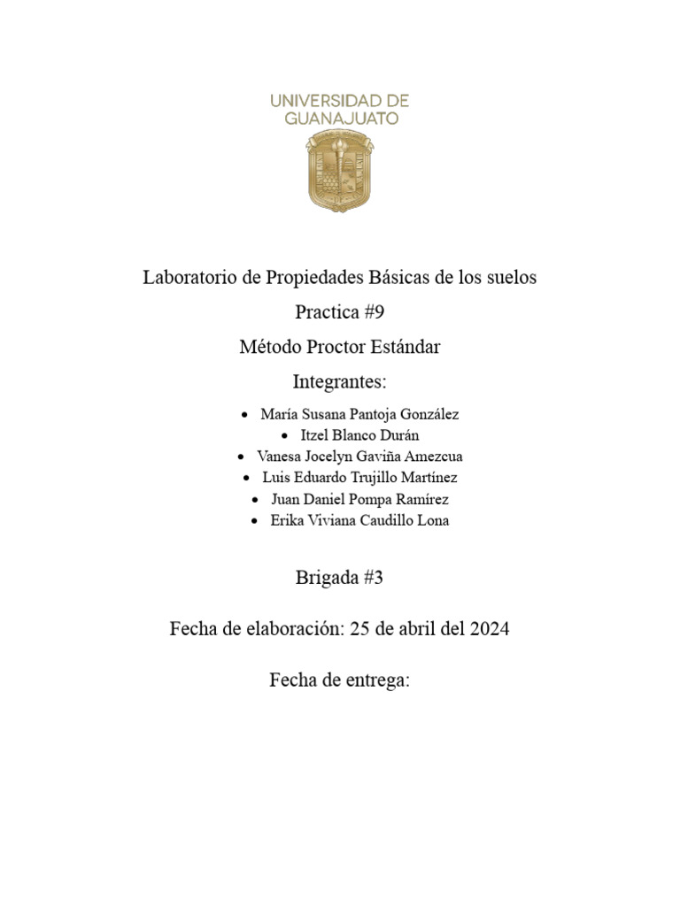 Practica#9 Método Proctor Estándar | PDF | Ingeniero civil | Horticultura